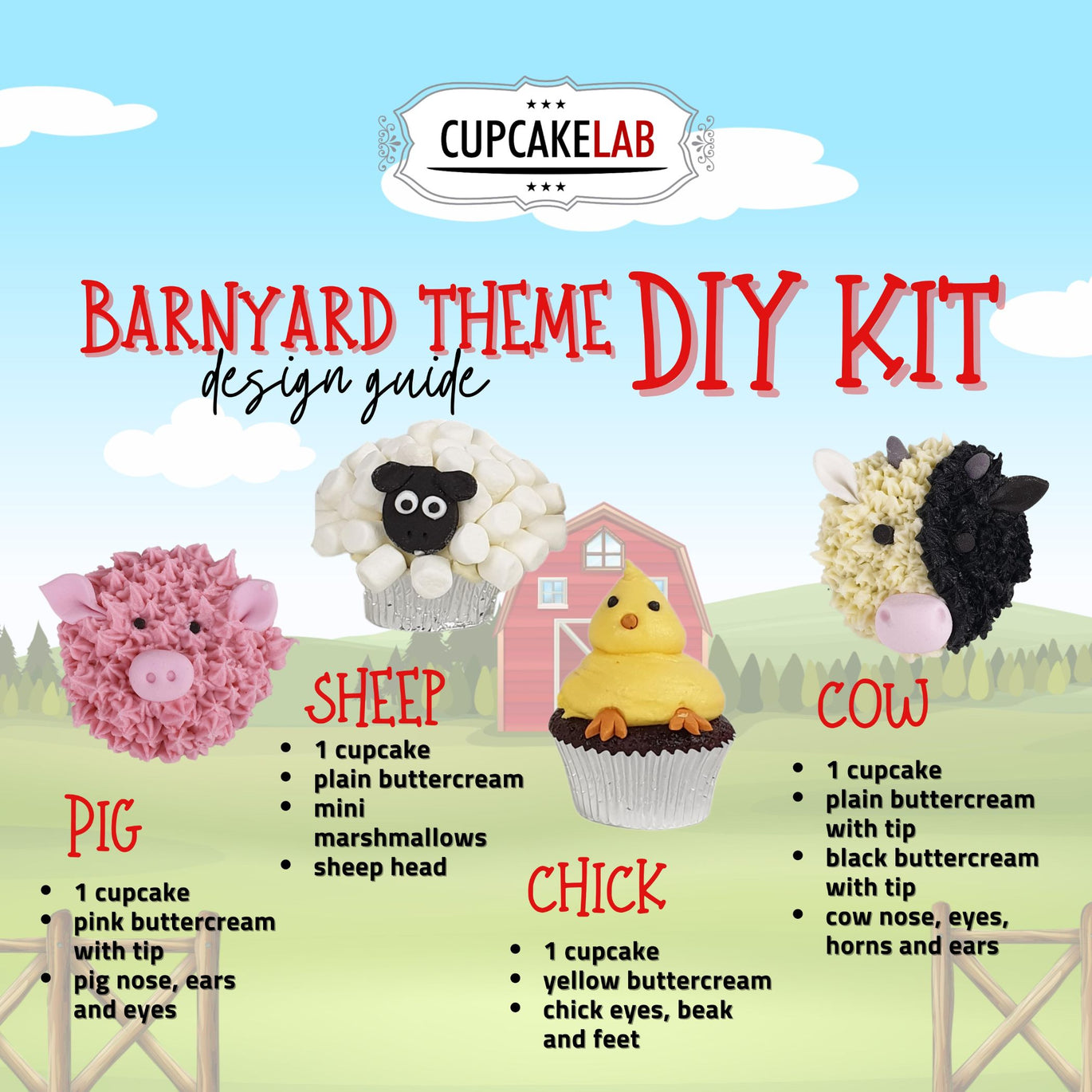 DIY Cupcake Kit: Barnyard Theme (Lead time: 7 Days) – Cupcake Lab