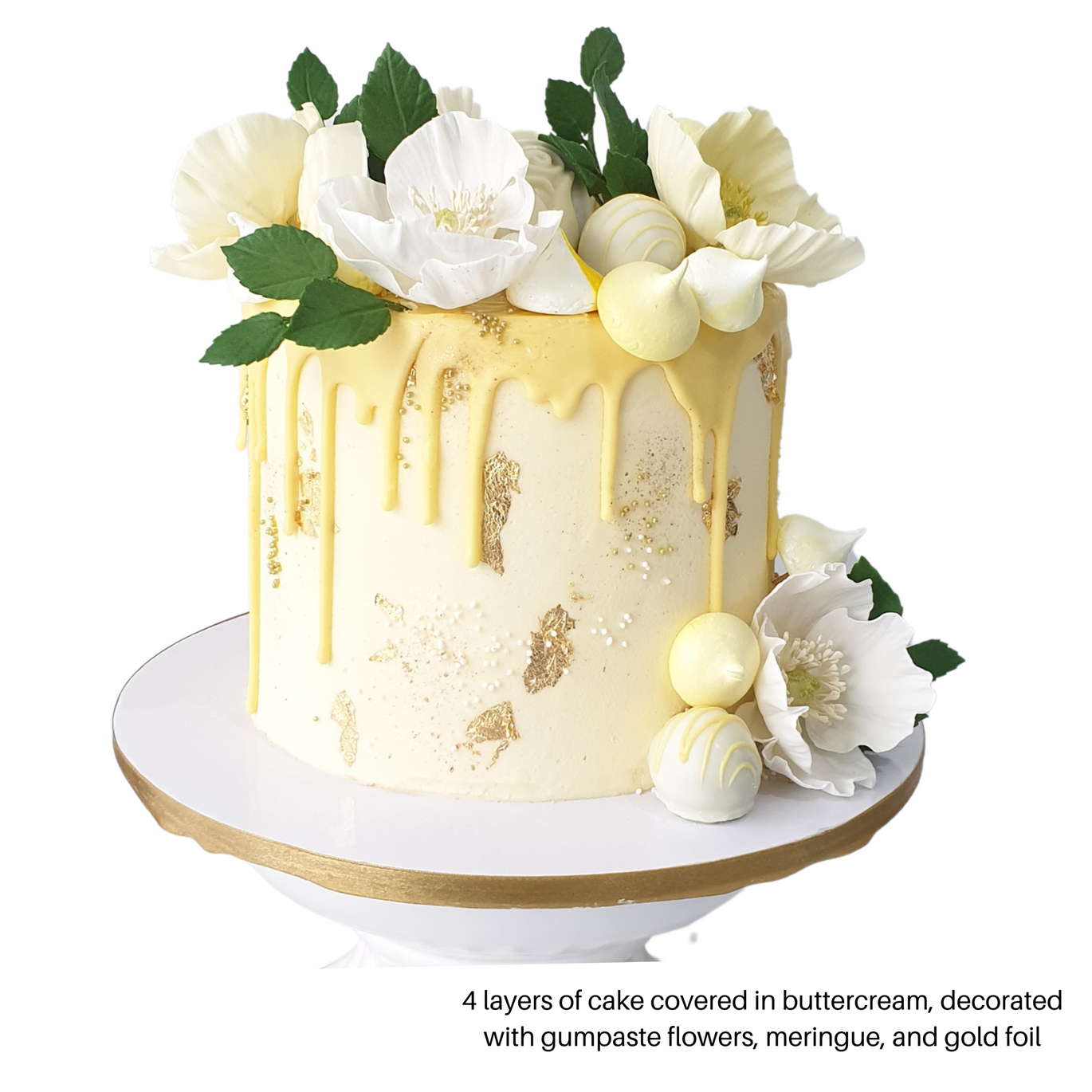 Yellow Drip Floral Cake (LEAD TIME: 3 Days) – Cupcake Lab